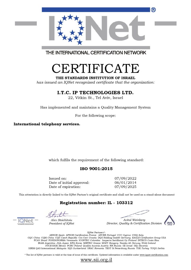 ITC IQNet certification | PBXme